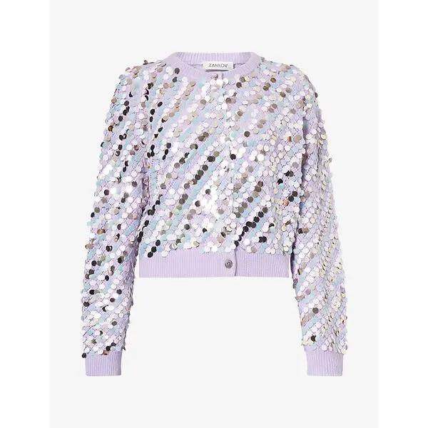 ZANKOV Sequined Wool-blend Cardigan