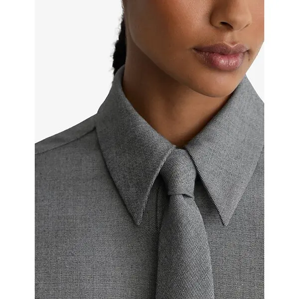REISS Rosaria Neck-tie Stretch-woven Shirt