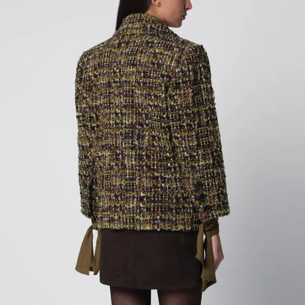Saint Laurent Single-breasted Khaki Grey Tweed Jacket