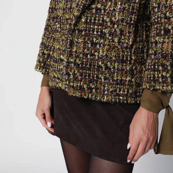 Saint Laurent Single-breasted Khaki Grey Tweed Jacket