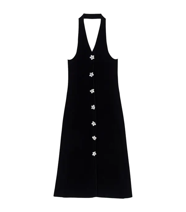 Maje Knitted Halterneck Midi Dress