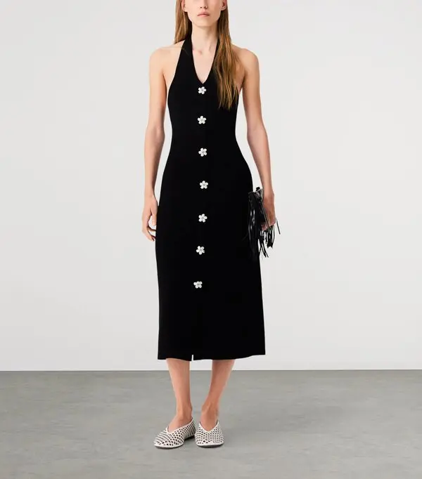 Maje Knitted Halterneck Midi Dress