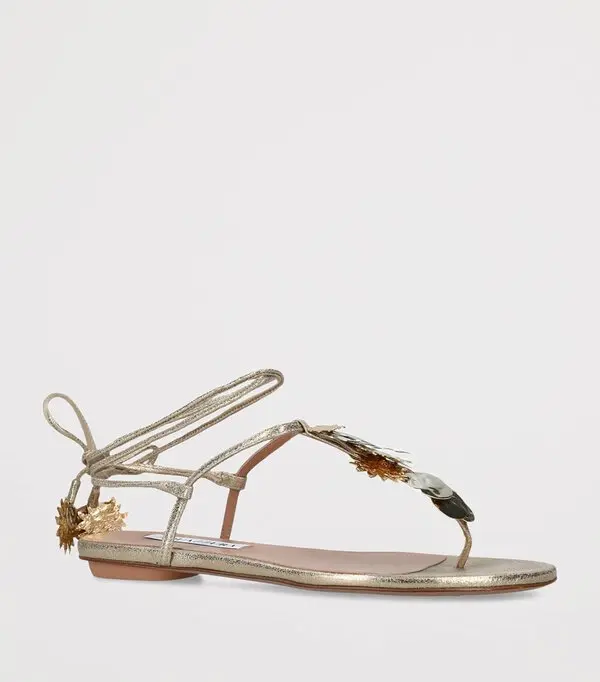 AQUAZZURA Metallic Leather Night Stars Sandals
