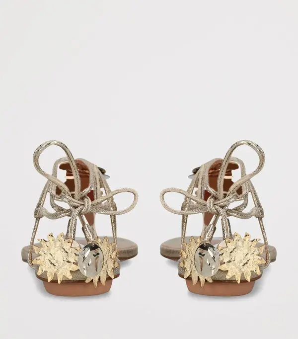 AQUAZZURA Metallic Leather Night Stars Sandals