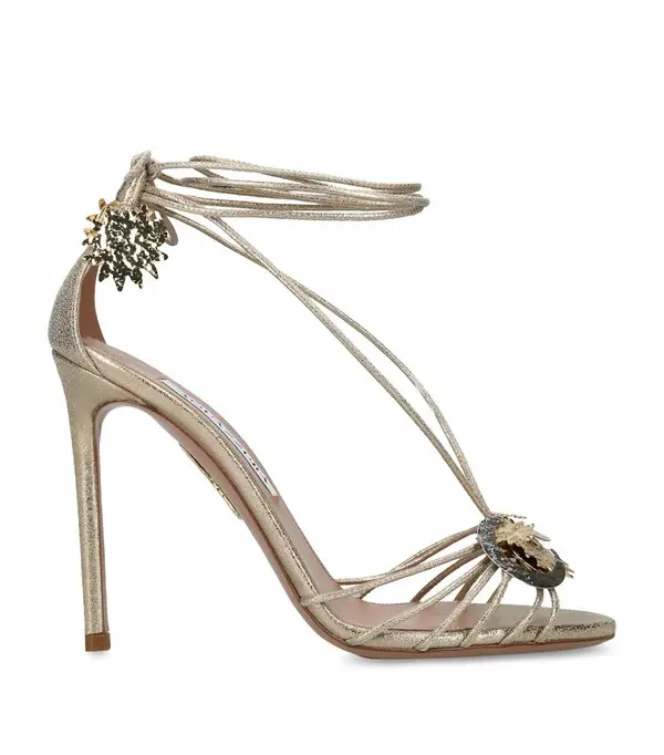 AQUAZZURA Leather Night Stars Sandals 105 - Silver