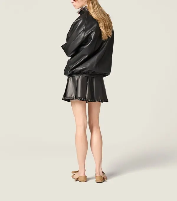 Miu Miu Nappa Leather Pleated Mini Skirt