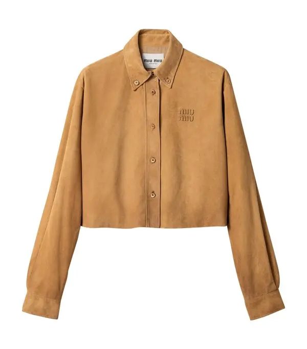 Miu Miu Waxed Suede Cropped Shirt