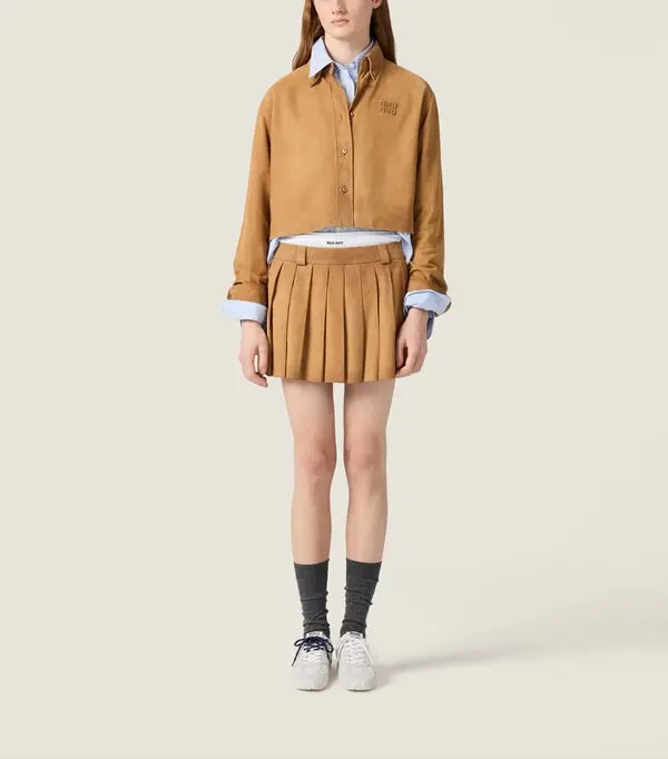 Miu Miu Waxed Suede Cropped Shirt