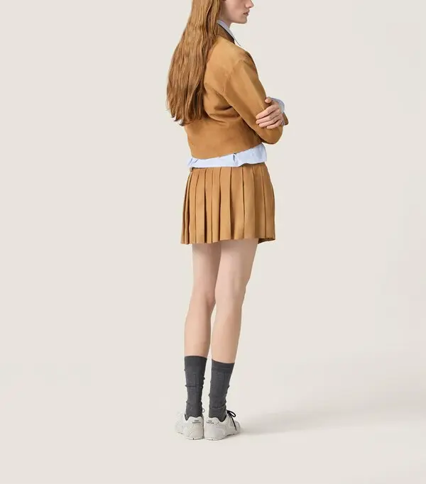Miu Miu Waxed Suede Cropped Shirt