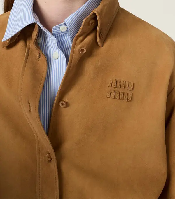 Miu Miu Waxed Suede Cropped Shirt