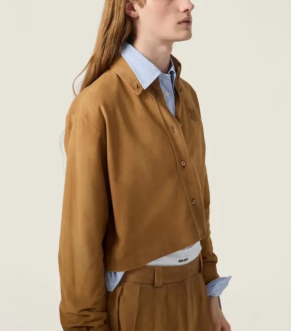 Miu Miu Waxed Suede Cropped Shirt