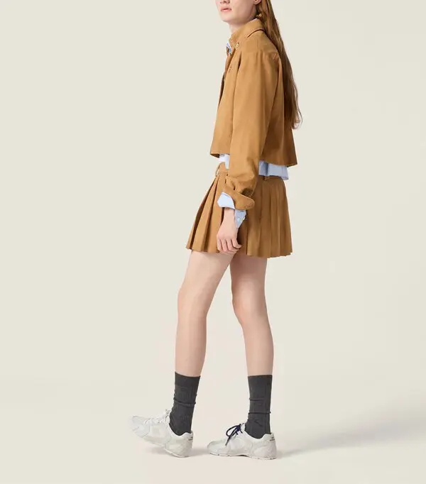 Miu Miu Waxed Suede Cropped Shirt