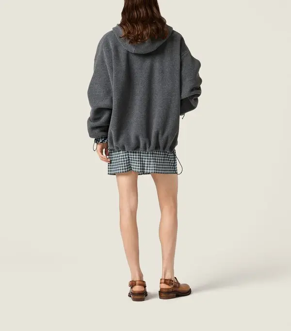 Miu Miu Fleece Zip-up Hooded Jacket