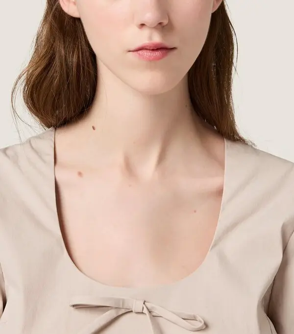 Miu Miu Cotton Poplin Bow Mini Dress