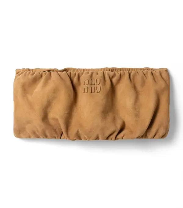 Miu Miu Waxed Suede Bandeau Top - Neutral