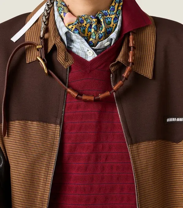 Miu Miu Cotton Gingham Print Blouson Jacket