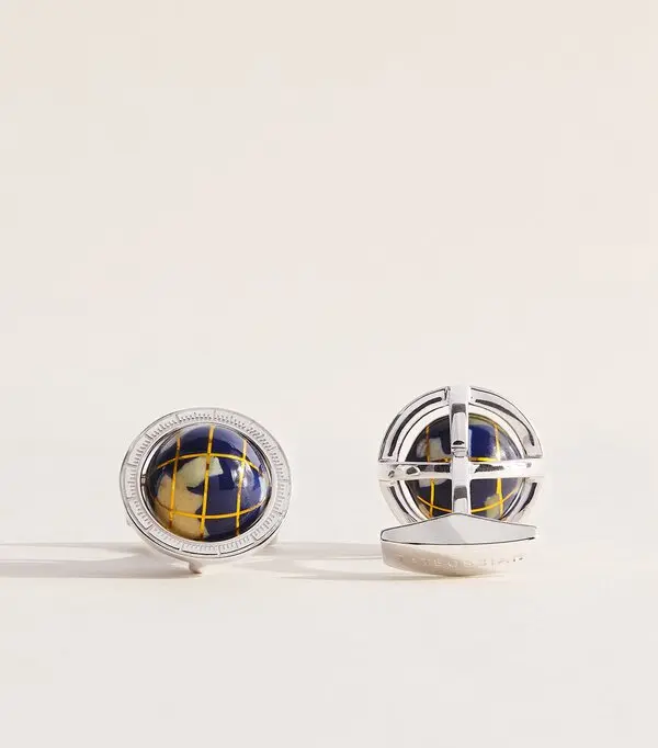 Tateossian Sterling And Lapis Lazuli Globe Cufflinks