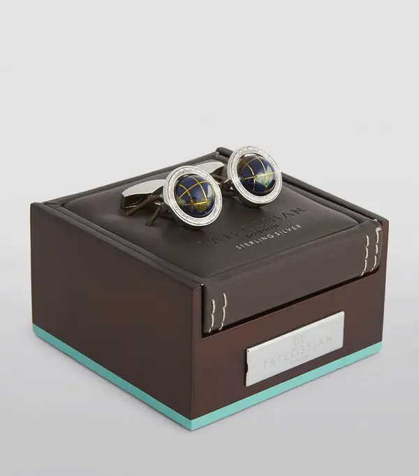 Tateossian Sterling And Lapis Lazuli Globe Cufflinks