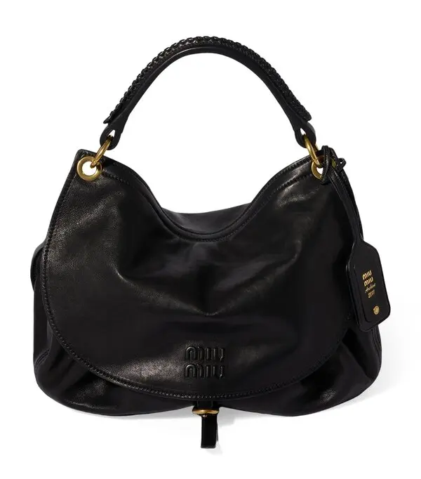 Miu Miu Leather Rendez-vous Shoulder Bag - Black