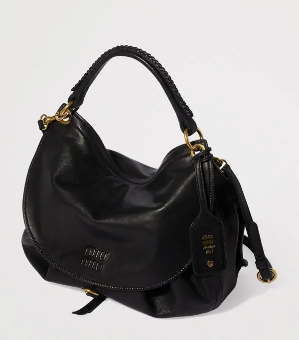 Miu Miu Leather Rendez-vous Shoulder Bag - Black