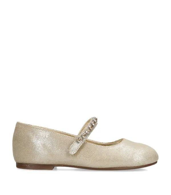 BABYWALKER Leather Crystal-strap Ballet Flats - Gold