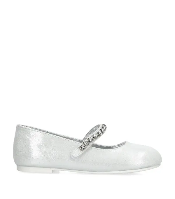 BABYWALKER Leather Crystal-strap Ballet Flats - Silver