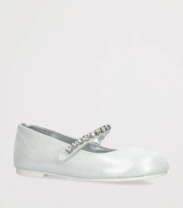BABYWALKER Leather Crystal-strap Ballet Flats