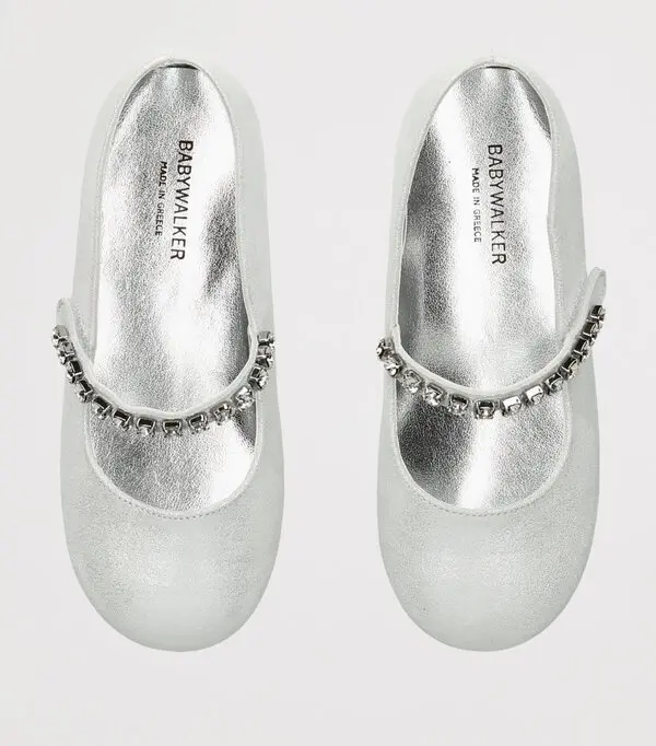 BABYWALKER Leather Crystal-strap Ballet Flats