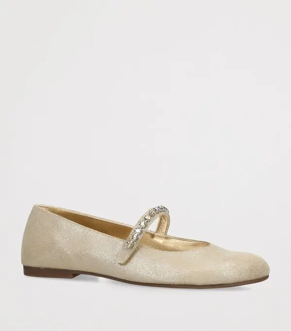 BABYWALKER Leather Crystal-strap Ballet Flats