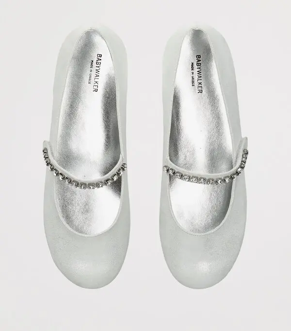 BABYWALKER Leather Crystal-strap Ballet Flats