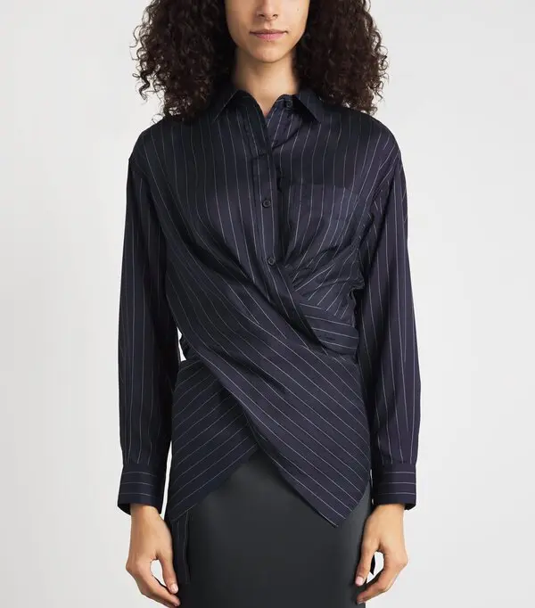 Lafayette 148 New York Silk-blend Pinstripe Shirt
