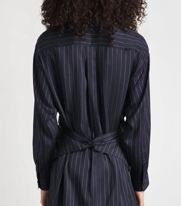 Lafayette 148 New York Silk-blend Pinstripe Shirt