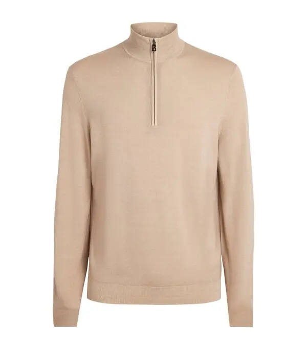 Bogner Virgin Wool Quarter-zip Sweater - Beige