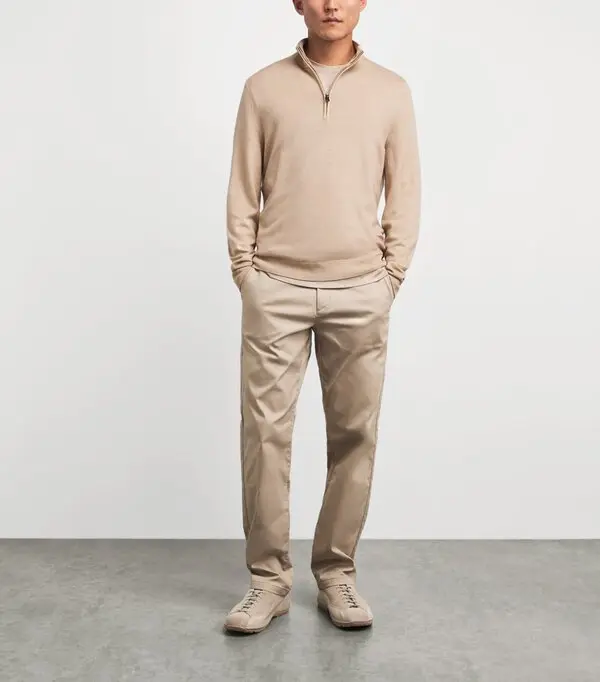 Bogner Virgin Wool Quarter-zip Sweater - Beige