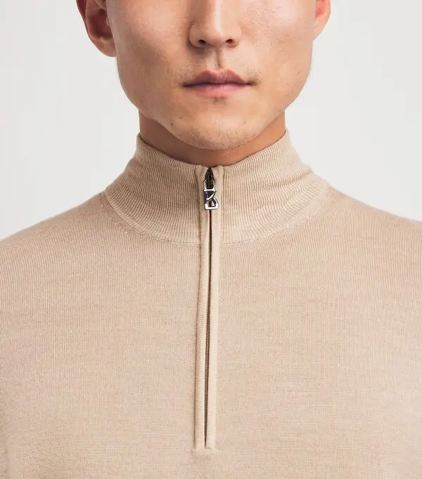 Bogner Virgin Wool Quarter-zip Sweater - Beige