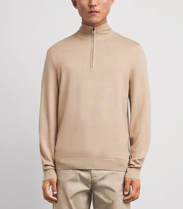 Bogner Virgin Wool Quarter-zip Sweater - Beige