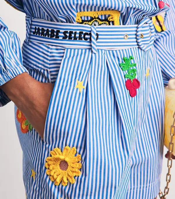 Camilla Cotton Appliquéd Shorts
