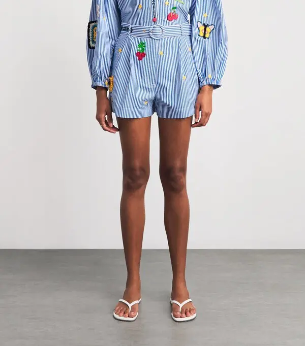 Camilla Cotton Appliquéd Shorts
