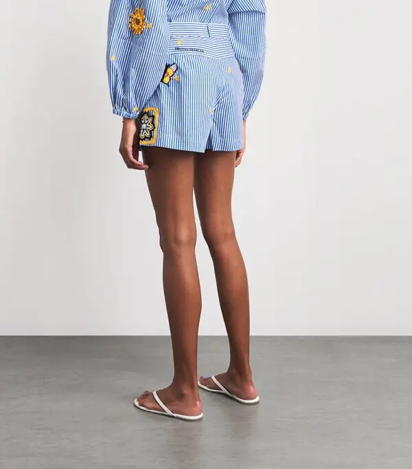 Camilla Cotton Appliquéd Shorts