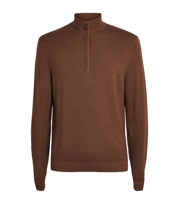 Bogner Virgin Wool Quarter-zip Sweater - Brown