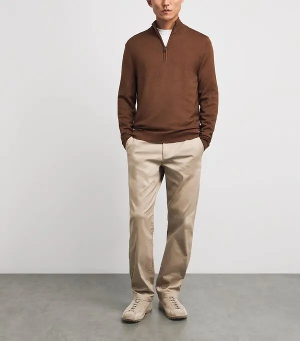 Bogner Virgin Wool Quarter-zip Sweater - Brown