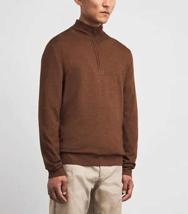 Bogner Virgin Wool Quarter-zip Sweater - Brown