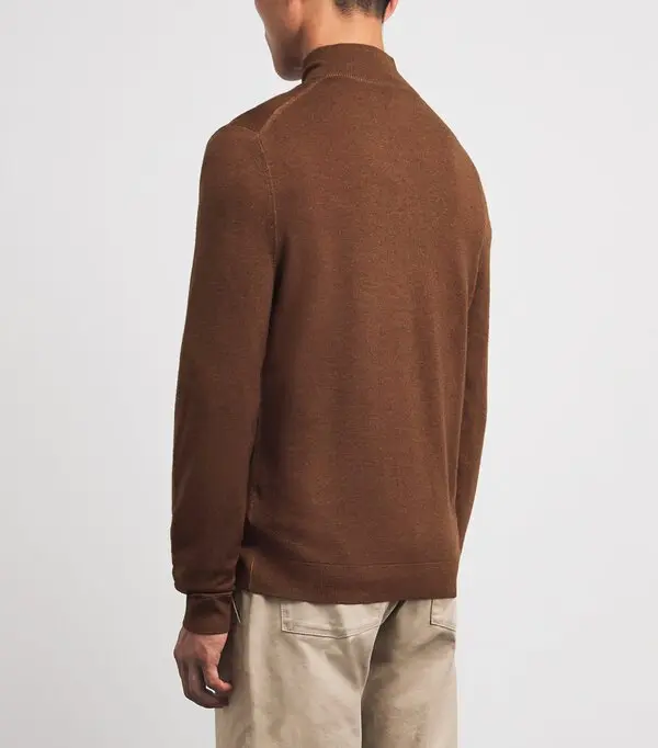 Bogner Virgin Wool Quarter-zip Sweater - Brown