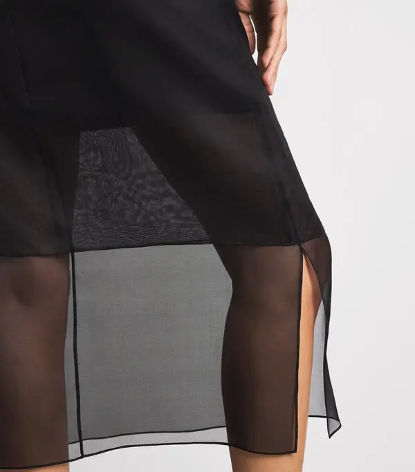 Brandon Maxwell Silk Semi-sheer Brett Midi Skirt
