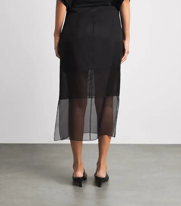 Brandon Maxwell Silk Semi-sheer Brett Midi Skirt
