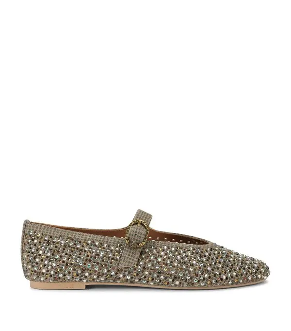 Kurt Geiger Suede Embellished Mayfair Ballet Flats - Beige