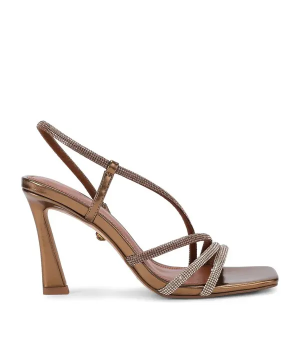 Kurt Geiger Leather Embellished Annabel Heeled Sandals 90 - Gold