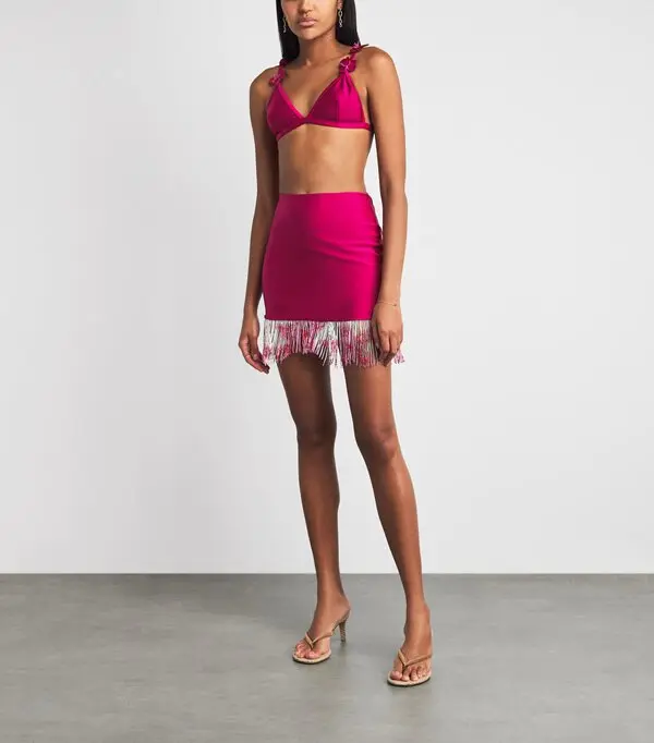 PatBO Beaded Fringe Mini Skirt