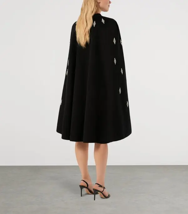 Marina Rinaldi Virgin Wool Embellished Cape Coat