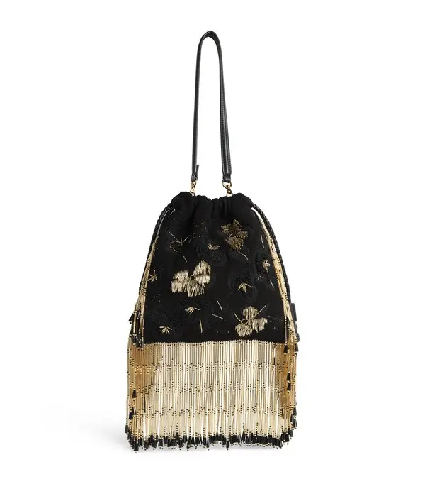 Etro Suede Fringe Kalispera Shoulder Bag - Black